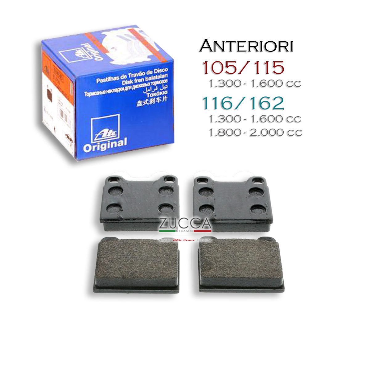 Kit Pastiglie Disco Ant. Ø 250-267 mm (Serie: 105/ 115/ 116 >86') "ATE ...