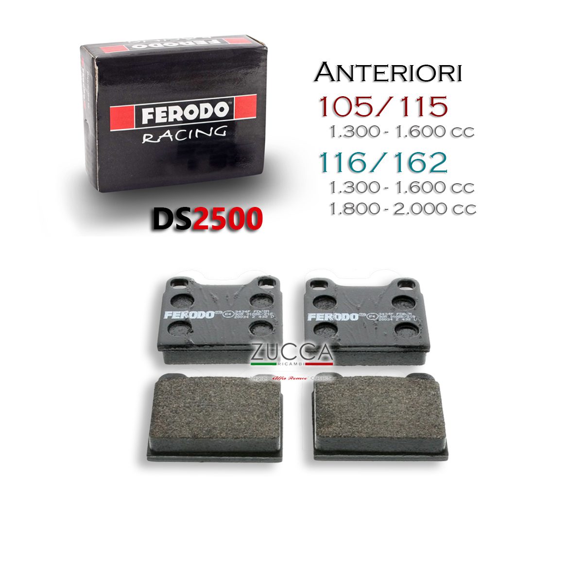 Kit Pastiglie Disco Ant. Ø 250-267 mm (Serie: 105/115/116 >86') "DS2500 ...