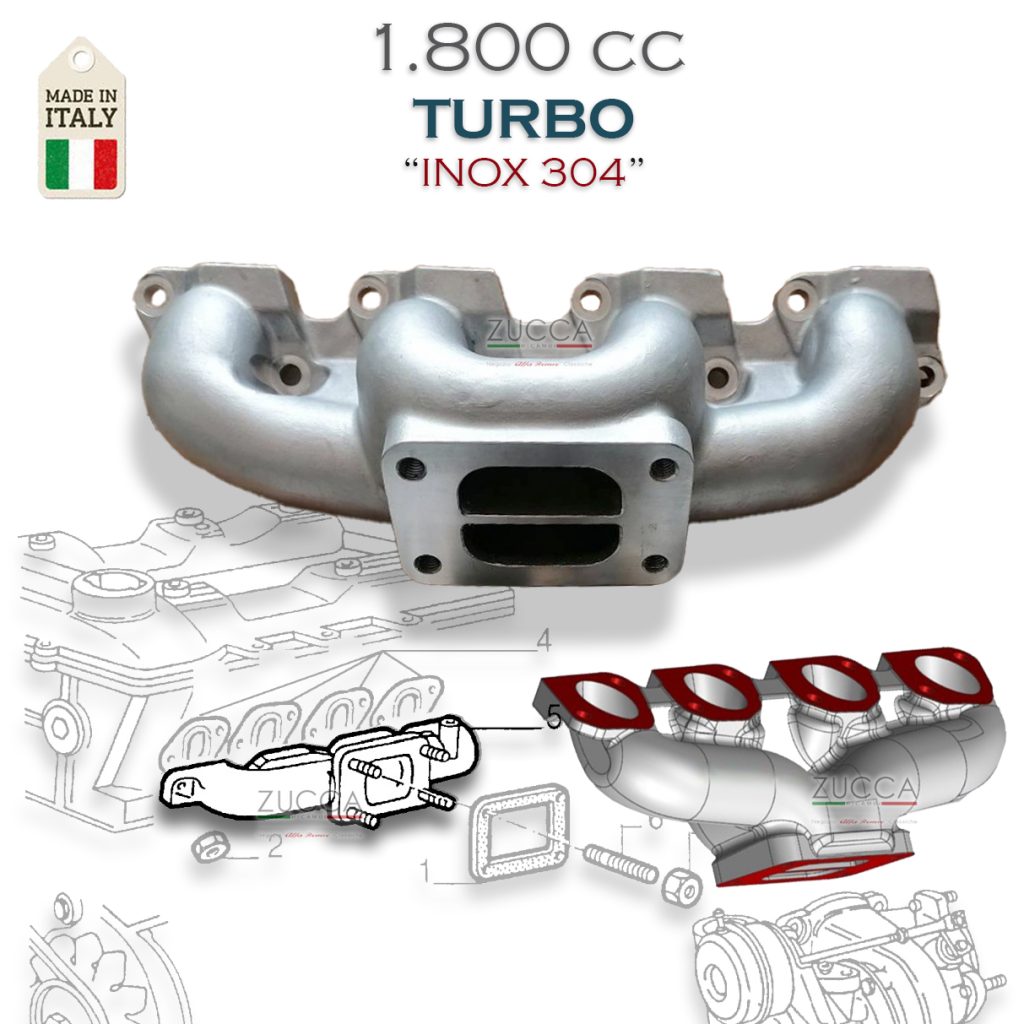 Collettore Scarico (Alfa 75 – 1.800 cc Turbo) – “INOX 304” – Zucca Ricambi per Alfa Romeo d'Epoca
